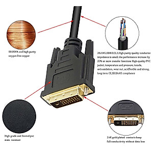 XMSJSIY Displayport to DVI Adapter Cable,High Speed DP Cord to DVI 24+1 1080P Full HD,Gold Plated DP Male to DVI-D Male for PC, Laptop, HDTV, Projector, Monitor and More (6Ft, Black)