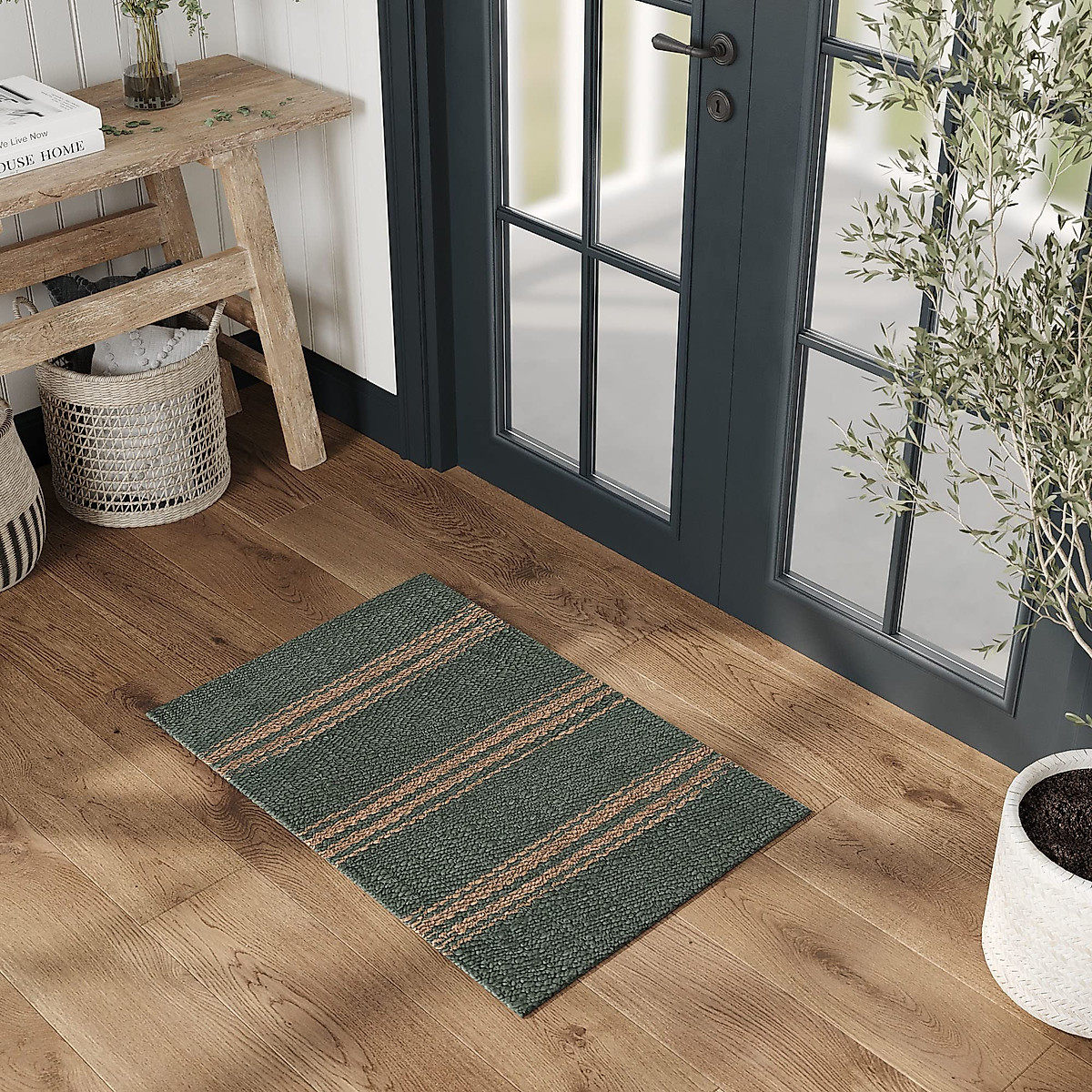 Barnyard Designs Jute Rug 2 x 3, Farmhouse Rug, Natural Rug, Woven Rug, Sisal Rug, Jute Area Rug, Tan Rug, Jute Runner Rug for Hallway, Bathroom, Entryway or Accent Piece