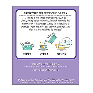 Tadin Passion Flower Herbal Tea. Caffeine Free. 0.84 oz. 24 Tea Bags. Pack of 3