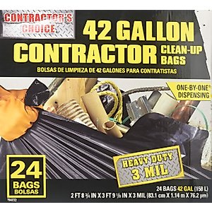 Contractor's Choice 24-Count 42-Gallon Outdoor Construction Trash Bags