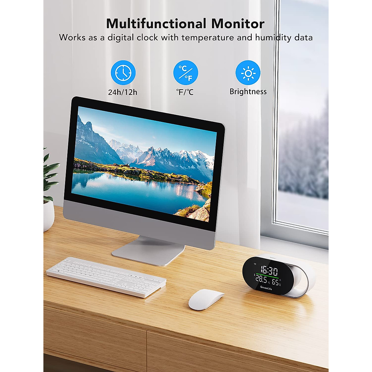 GoveeLife Smart Air Quality Monitor with PM2.5, WiFi, Temperature & Humidity Sensors, LED Display, 2s Refresh, 2-Year Data Storage, for Home & Office