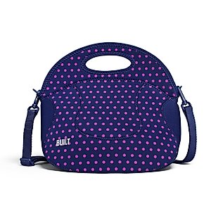 BUILT Spicy Relish Tote Neoprene Lunch Bag with Adjustable Crossbody Strap Mini Dot Navy LB12-MNV