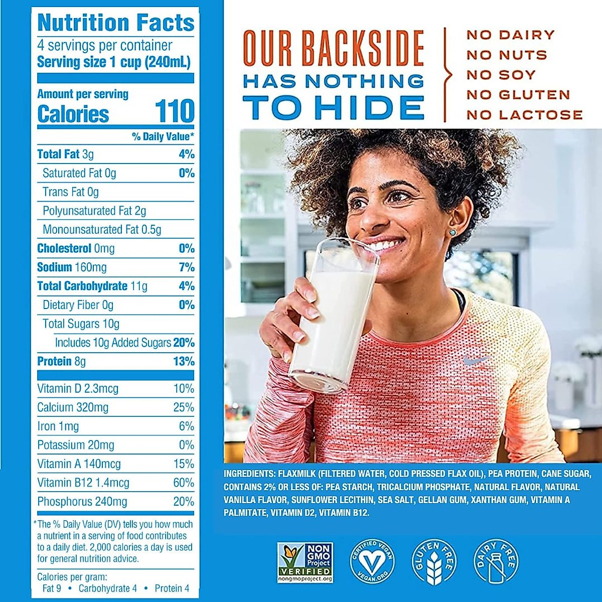 Good Karma Vanilla Flaxmilk +Protein, 32 Ounce (Pack of 6), 8g Plant Protein + 1200mg Omega-3 Per Serving, Plant-Based Non-Dairy Milk Alternative, Lactose Free, Nut Free, Vegan, Shelf Stable