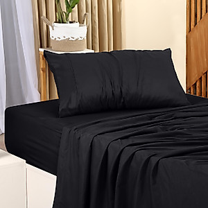 Utopia Bedding Twin Bed Sheets Set - 3 Piece Bedding - Brushed Microfiber - Shrinkage and Fade Resistant - Easy Care (Twin, Black)