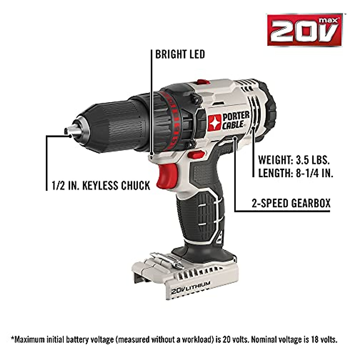 PORTER-CABLE 20V MAX Power Tool Combo Kit, 6-Tool Cordless Power Tool Set with 2 Batteries and Charger (PCCK619L8)