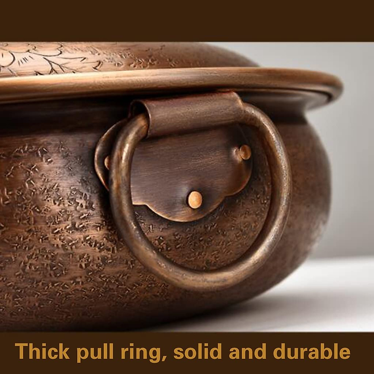 Chafing Dishes Chinese Induction Copper Hot Pot, Beijing Shabu-shabu Basin Copper Pot, Handmade Soup Pot With Sauerkraut Copper Pot For Domestic Commercial Use (Color : Brass, Size : 28cm)