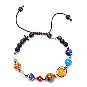 Solar System Bracelet the Eight Planets Guardian Star Earth Space Universe Galaxy Gemstone Beads Bracelet