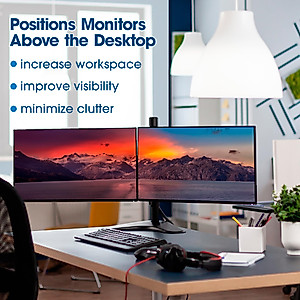 MANHATTAN Universal Dual Monitor Stand with Double-Link Swing Arms Holds Two 13" to 32" LCD Monitors up to 8 Kg (17 Lbs.), Black