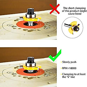 KOWOOD Tongue and Groove Set of 2 Pieces 1/2 Inch Shank Router Bit Set 3 Teeth Adjustable T Shape Wood Milling Cutter