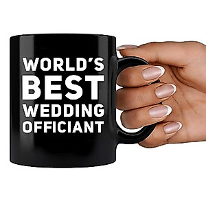 Panvola Worlds Best Wedding Officiant From Bride Groom Anniversary Souvenir Pastor Minister Drinkware Ceramic Coffee Mug (11 oz, Black)