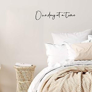 Vinyl Wall Art Decal - One Day at A Time - 4 x 18" - Trendy Cute Optimistic Good Vibes Quote Sticker for Bedroom Closet Kids Room Living Room Playroom Daycare School Office Coffee Shop Decor (Black)