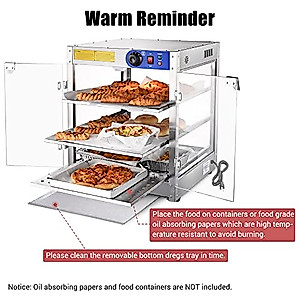 WeChef 3-Tier Pizza Warmer Countertop Display Case 24x20x20 Commercial Food Warmer Display 110V 750W for Buffet Restaurant with Removable Tray