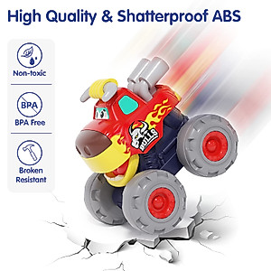 BABYFUNY 3 Pack Cars Toys for 1 Year Old Boy - Baby Monster Trucks Toy Cars for 2 Year Old Boys Dinosaur Toddler Trucks Toys, Pull Back Cars 1 2 3 Year Old Boy Gifts