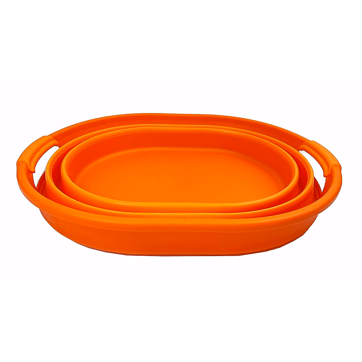 SAMMART 23L (6 Gallons) Collapsible Plastic Laundry Basket - Oval Tub/Basket - Foldable Storage Container/Organizer - Portable Washing Tub - Space Saving Laundry Hamper (Orange)