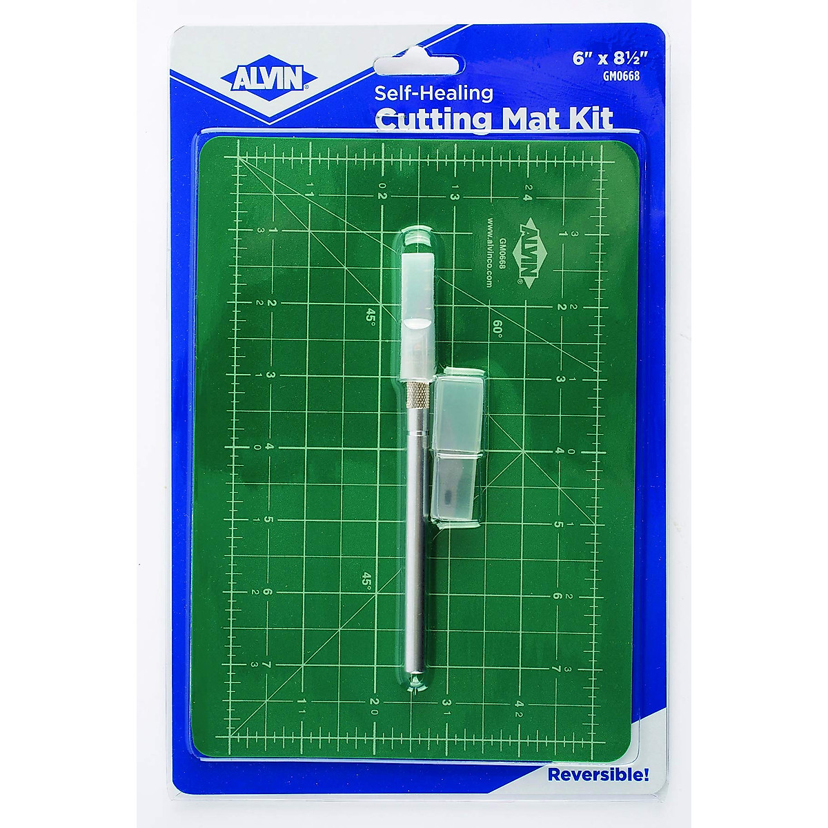 ALVIN Self-Healing Cutting Mat Kit 6"x8.5" Model GM0668 Double-Sided Mat with Art Knife, GBM Series, Gridded Rotary Cutting Board for Crafts, Sewing, Fabric - 6 inches x 8.5 inches