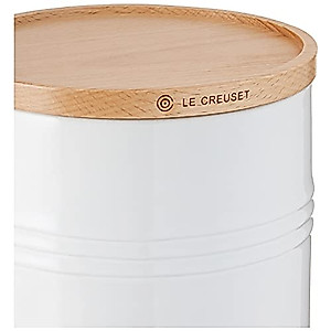 Le Creuset Stoneware Canister with Wood Lid, 2.5 qt. (5.5" diameter), White