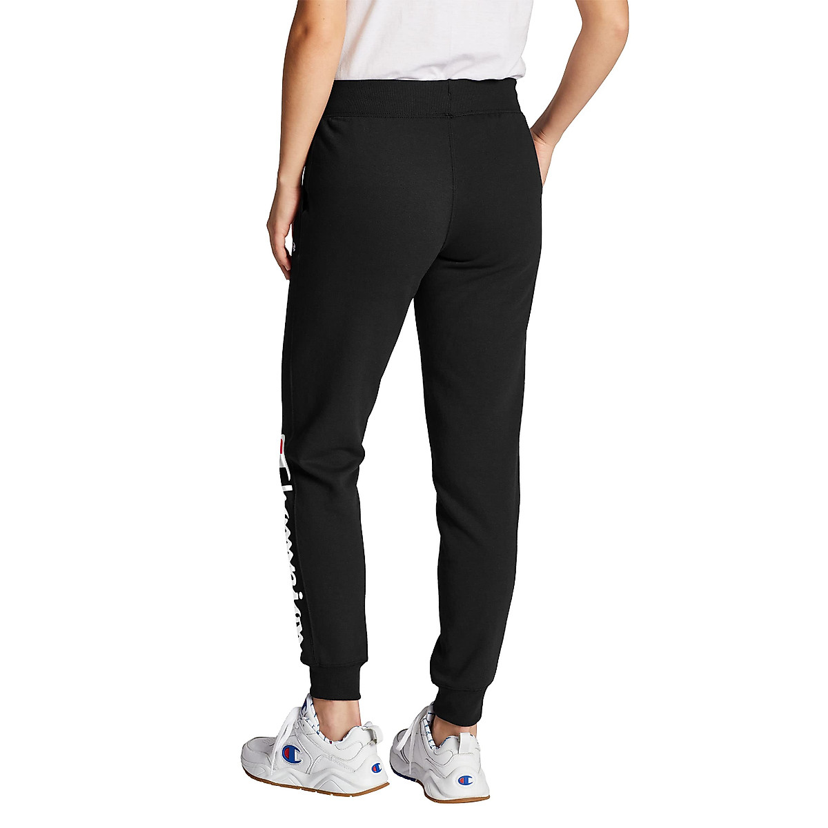 Champion womens Powerblend Joggers, Script Logo Sweatpants, Black-y07459, Small US