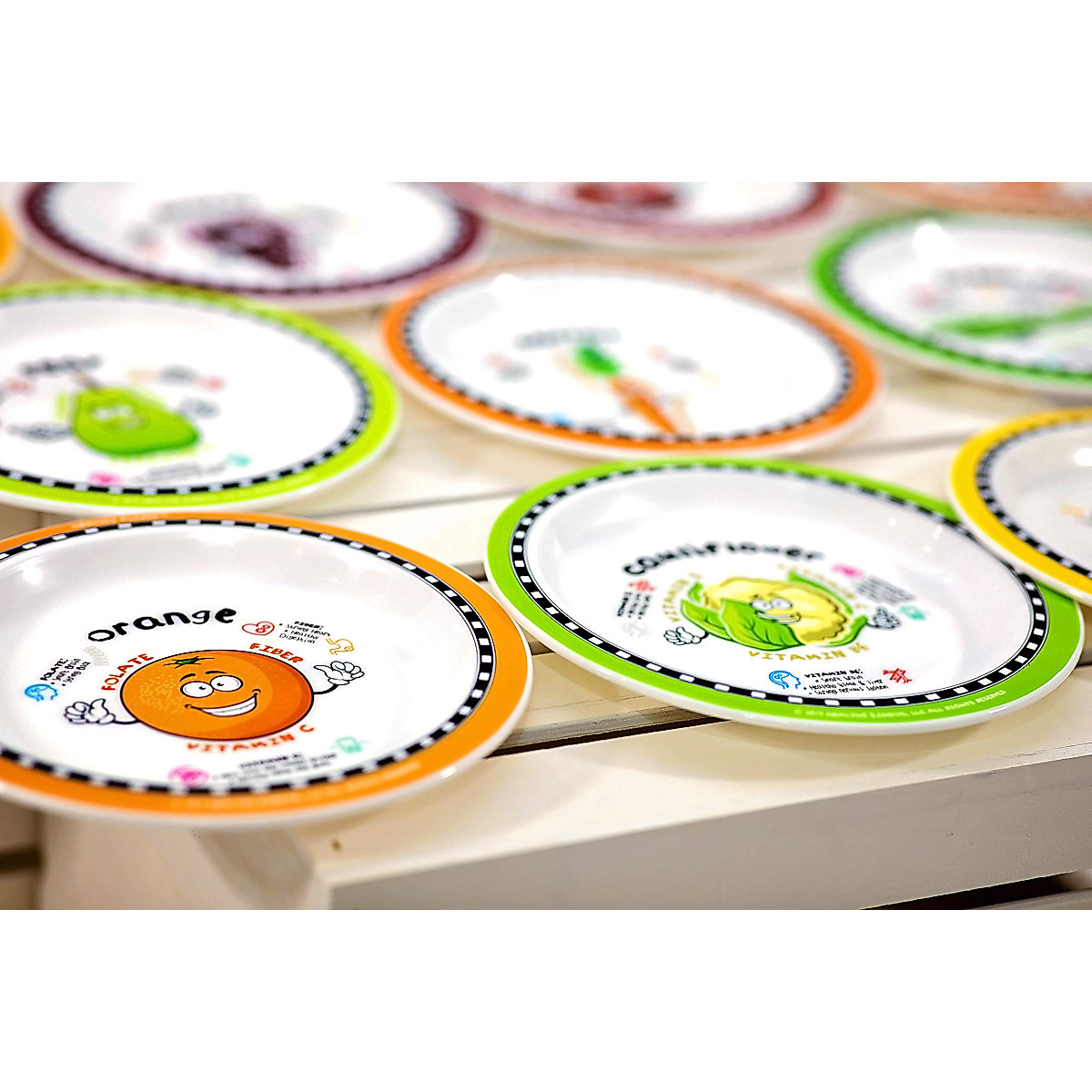 Healthy Kiddos Fruits & Vegetables Fun Plates For Kids 12 Pack | Educational, Non-Slip, Melamine & BPA Free, Eat Healthy Kids Nutrition Plate