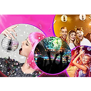 2 Pieces Mirror Disco Ball, Silver Hanging Ball for 50s 60s 70s Disco DJ Light Effect Party, Hanging Ball for Party or DJ Light Effect, Festivals Party Favors and Supplies (4 Inch)