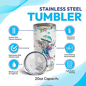 Hyturtle Personalized Gifts For Jellyfish Lover - Just A Girl Who Loves Jellyfishs Custom Name Stainless Steel Tumbler 20oz With Lid - Idea Ocean Animal Lover Gifts For Women Girl On Birthday