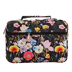 Bible Cover for Women, Bible Carrying Case with Zipper Pocket, Twill Oxford Bible Bag Book Bag Case for Standard Size Bible Book (Black Floral)