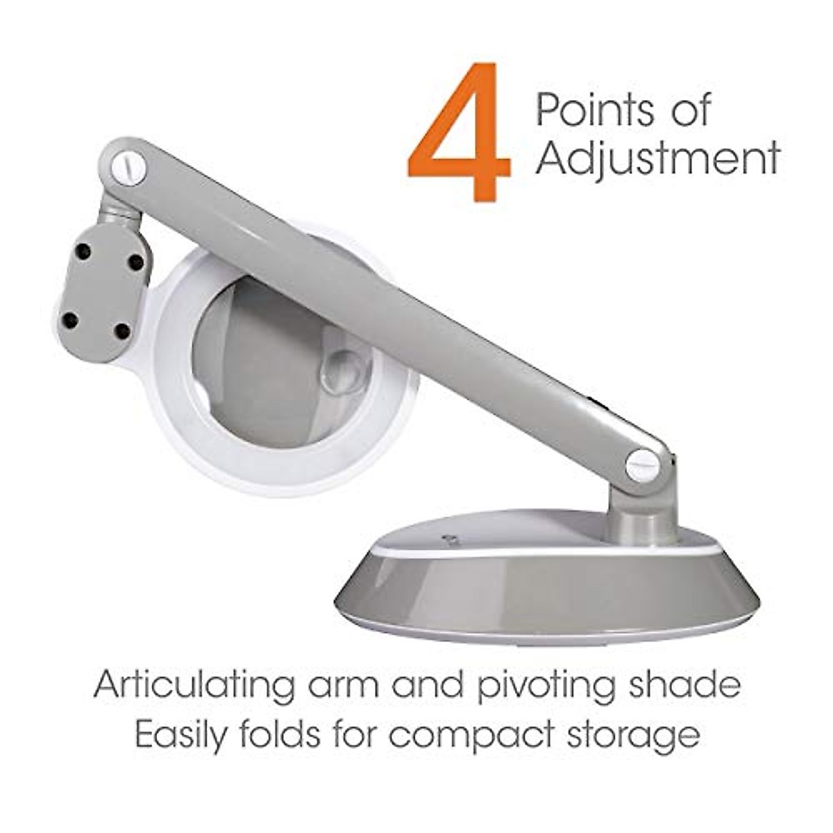 OttLite LED Space Saving Magnifier Desk Lamp – Optical Grade Magnification, Adjustable Arm, Pivoting Head, Portable to Travel, for Crafting & Needlework