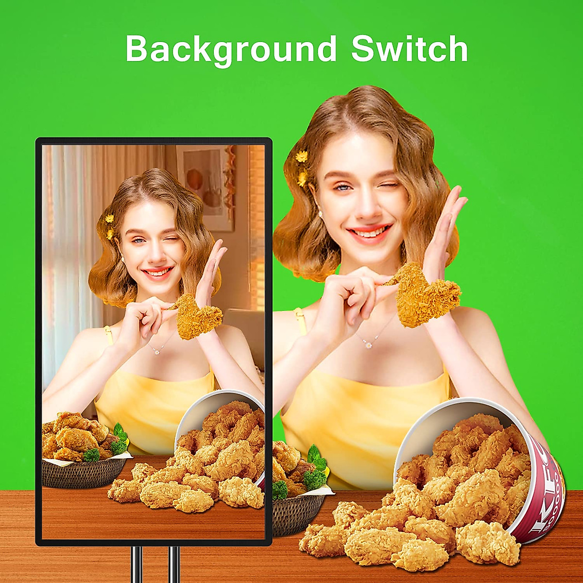 JYXOIHUB Digital Signage Displays 43 Inch Touch HD Screen Interactive Smart Board Movable Type Signage Display AD Media Player for Commercial Restaurant Display and Broadcast（Only Displays Board）