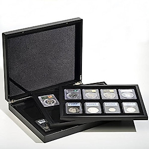 Black Coin Display Case for 24 Certified Coins (PCGS, NGC, etc. Slabs) by Lighthouse