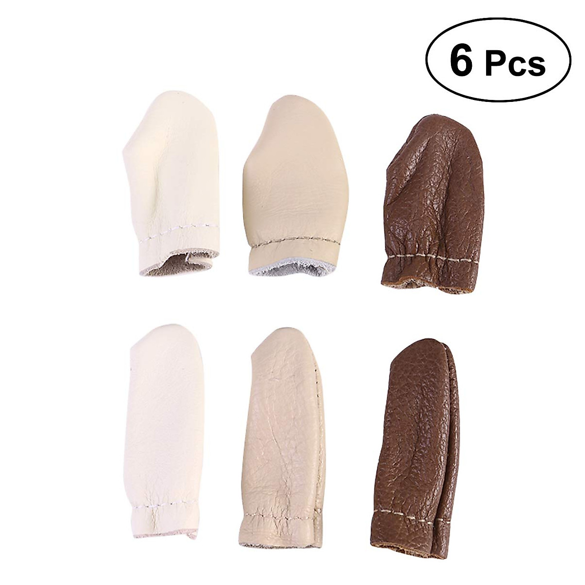Healifty Needle Felting Leather Finger Protector, Needle Felting Leather Gloves Craft Tools Knitting Finger Thimble Guards Tools for Hand Craft Sewing Needlework 6PCS(Random Color)