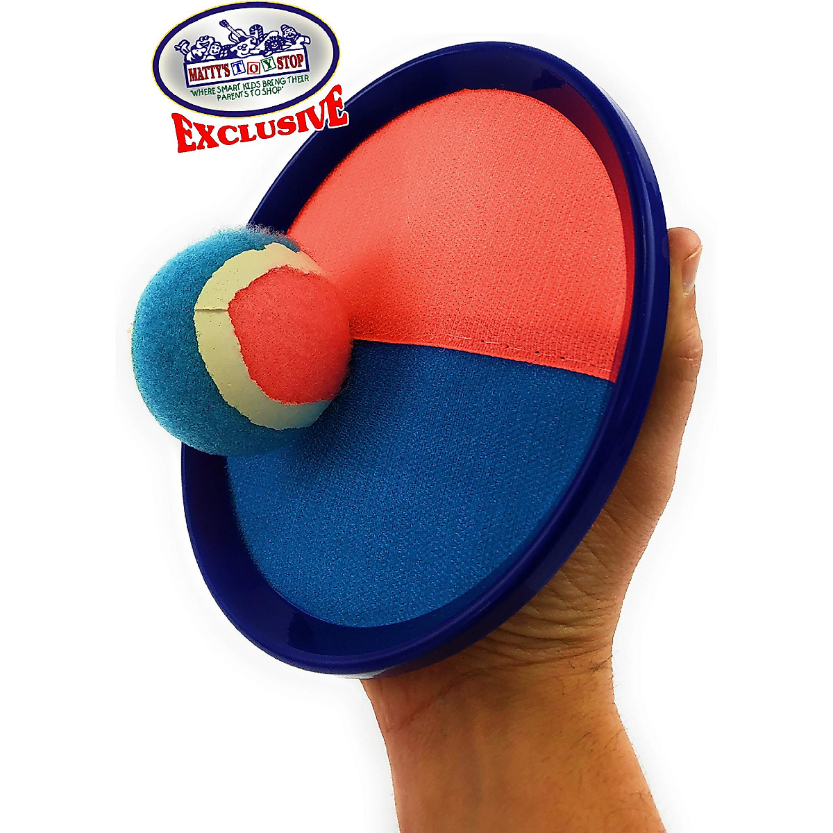 Matty's Toy Stop Deluxe Toss & Catch (Hook & Loop) Tropical Colors Paddle Game Set with 4 Paddles, 3 Balls & Storage Bag - Classic Outdoor Game, Perfect for The Beach, Backyard or in The House!