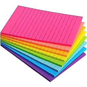 Sticky Notes with Lines 4x6 Lined Sticky Notes 8 Bright Multi Colors 8 Pads 35 Sheet/Pad