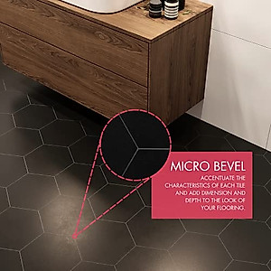 BaseCore HEX Hexagon Vinyl Flooring Black 5.75" DIY Self Adhesive Textured Modern Floor Tile Peel & Stick Tile | Sample Tile