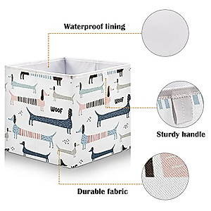 KEEPREAL Cute Navy Blue Dachshund Basket Bin Large Storage Basket Toy Basket Rectangular Storage Basket Clothes Basket Decorative Basket for Home Office