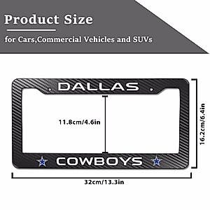 2 Pack Black License Plate Frames for Cowboys,Carbon Fiber License Tag Plate Frames Holder,with All The Screw Parts