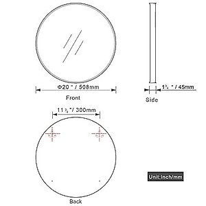 Wenhuiyang Round Mirror 20 Inch, Large Round Mirror Black Frame, Circle Mirror 20 Inch, Circular Wall Mirrors for Dining Room, Living Room, Bathroom, Entryway.