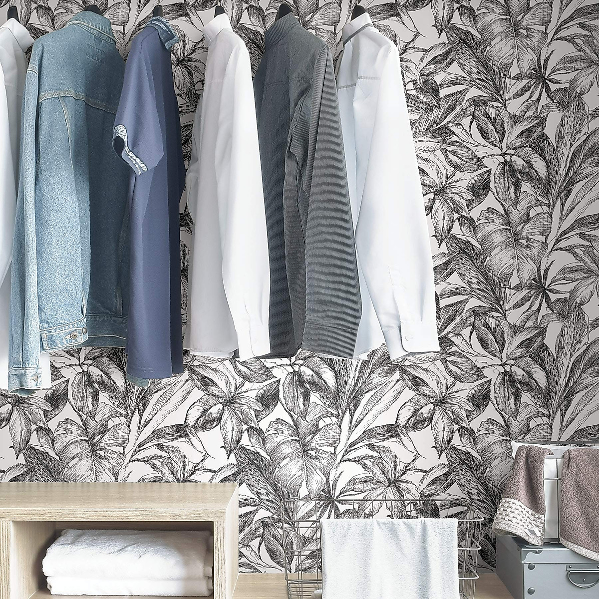 NuWallpaper NUS3498 Canopy Peel & Stick Wallpaper, Black