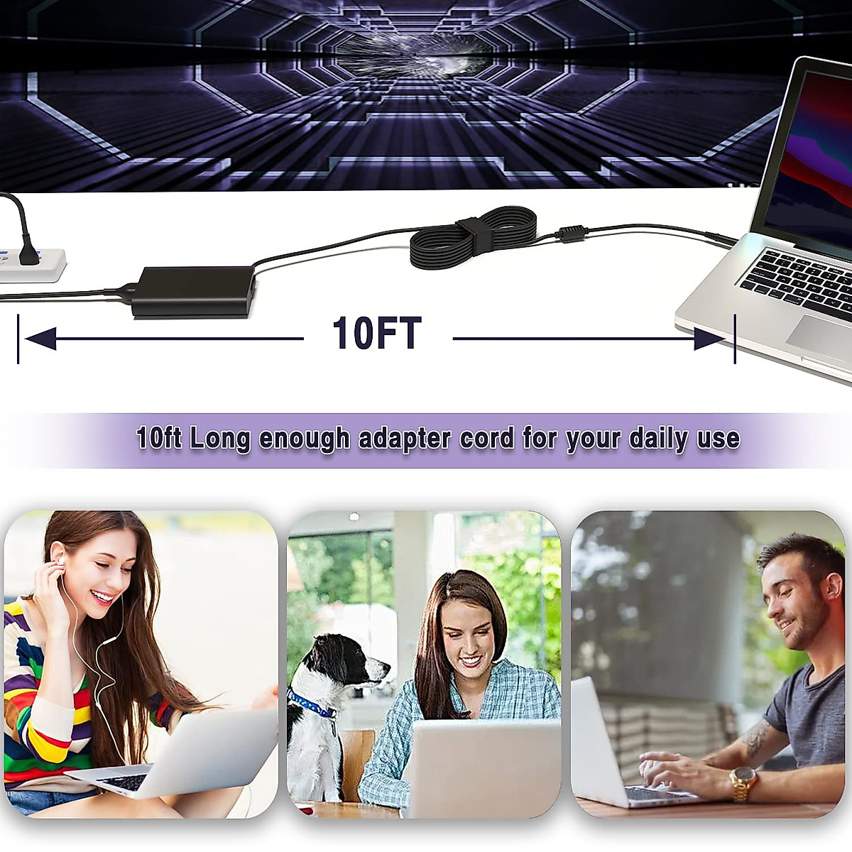 WZXHU 65W 19.5V 3.34A Laptop Charger Replacement for Dell Latitude 5400 5480 5490 7480 7490 5500 5580 5590 7280 7290 e7470 e6420 e6430 e6440 e5450 e5470 LA65NM130 AC Adapter Power Cord