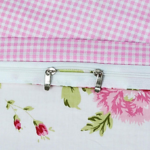 FADFAY 7Pcs Queen Size Premium Cotton Rose Floral Duvet Cover Sheets Set,1 Duvet Cover+1 Flat Sheet+1 Fitted Sheet+ 4 Shams