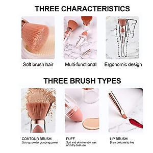 makeup brush makeup brush set makeup blending brus,Makeup Brush 3 in 1 Multi-functional Cosmetic Brush for Foundation Powder Concealer Eye Lip Beauty Tool for Beginners & Makeup Artist