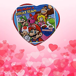 Super Mario Chocolate Heart Filled Tin, Nostalgia Collectible Gifts for Gamers, 3.6 oz