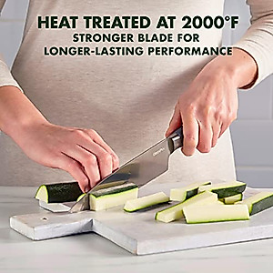 GreenPan Titanium 8" Chef's Knife, Titanium Coated, Stainless Steel, Eco-friendly, Ergonomic Grip, Slip Resistant, Balanced, Heat Treated, Hand Sharpened, Dishwasher Safe