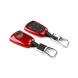 iJDMTOY Exact Fit Glossy Red Smart Key Fob Shell Cover Compatible With 2015-up Cadillac ATS CTS CT6 ELR XTS XT5 SRX Escalade (Please verify your actual key before buying)