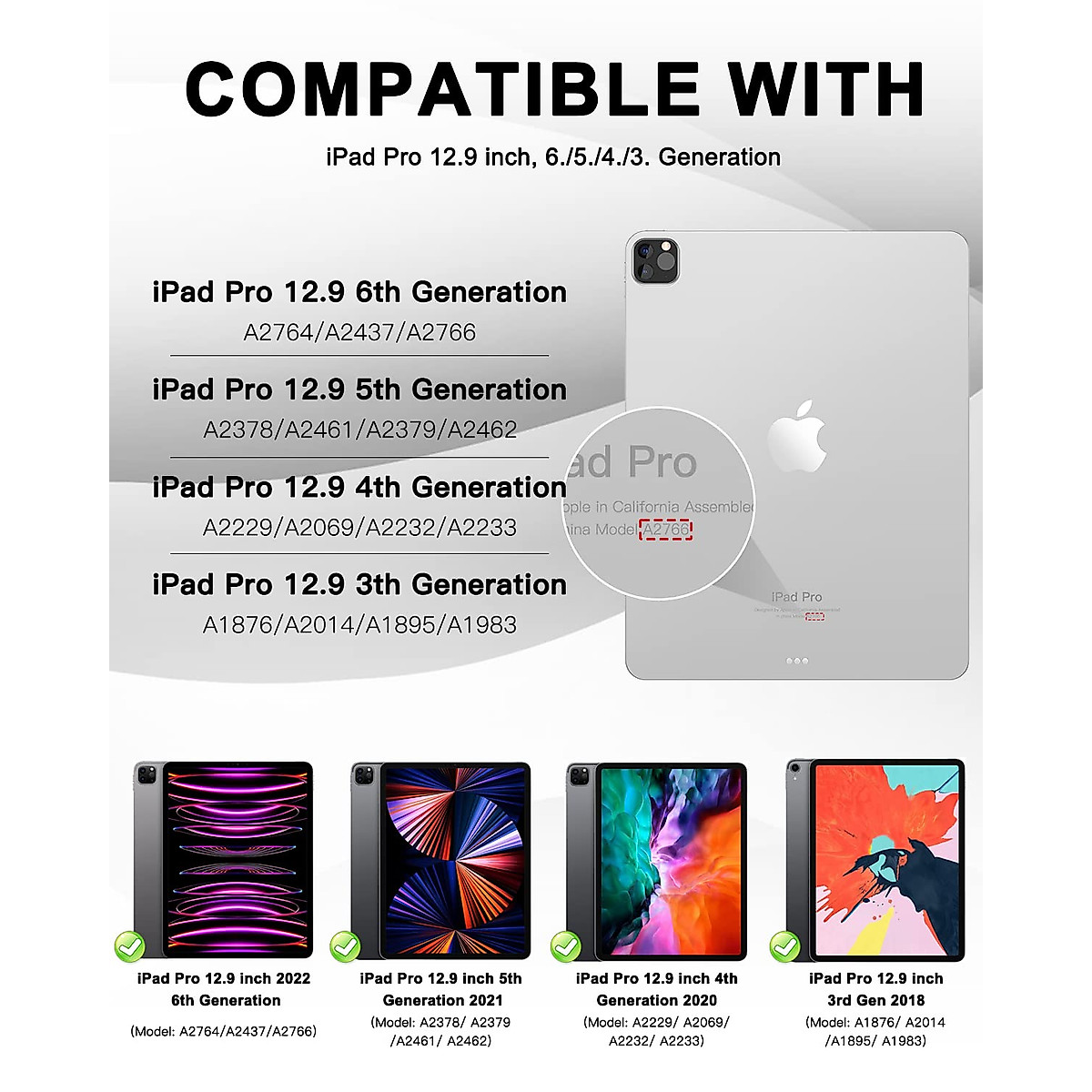 BRAECN for iPad Air 13 Inch Case M2 (2024), iPad Pro 12.9 (2022/2021, 6th/5th/4th/3rd Gen), Heavy Duty Shockproof Cover with Pencil Holder, Rotating Handle Grip, Stable Kickstand, Shoulder Strap, Navy