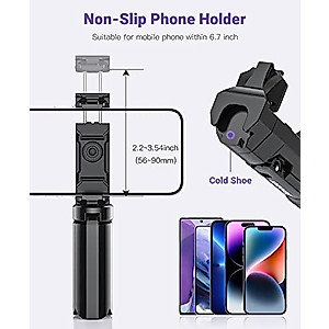 Mini Tripod, Anozer Small Tripod with Universal Phone Holder & Cold Shoe, Lightweight Phone Tripod Stand Compatible with iPhone 14 Pro Max/14 Pro, Travel Tripod for Camera/GoPro/Webcam/Mini Projector