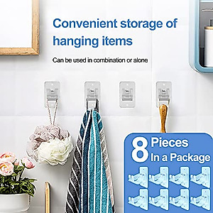 8PCS No Drill Curtain Rod Brackets Upgraded Curtain Rod No Drilling Self Adhesive Curtain Rod Hooks with Screws, Nail Free Adjustable Curtain for Poles Less Than 4cm in Diameter (Transparent)