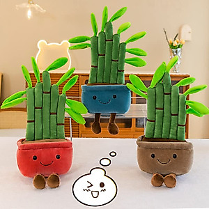 XIZHI 2Pcs Soft Plant Plush Pillow Toy 11" Stuffed Succulents Plush Pillow Succulents Stuffed Throw Plushie Pillow Doll Gift for Kids Boys Girls and Office Room Decorate,Red+Grey