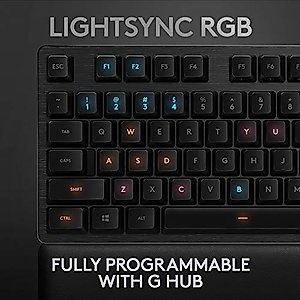Logitech G513 RGB Backlit Mechanical Gaming Keyboard with GX Blue Clicky Key Switches (Carbon)