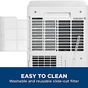 GE Portable 3-in-1 Air Conditioner with Dehumidifier and Fan, 9,000 BTU, Cooling for 250 sq ft rooms, Includes Remote, Vent Hose and Easy Window Install Kit, WiFi & SMART Connected, White