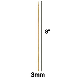 Fasmov 1000 Pack Natural Bamboo Skewer Sticks, Bamboo BBQ Appetizer Skewers for Grilling, Kabob, Fruit, Appetizers, Cocktail, Brunch, Chocolate Fountain, 8-Inches