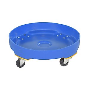 Vestil DRUM-DP-HD-55-BU Polyethylene Heavy Duty Drum Dolly 55 Gallon 24-1/4 in. x 24-1/4 in. x 8-1/2 in. 600 Lb. Capacity Blue/Yellow